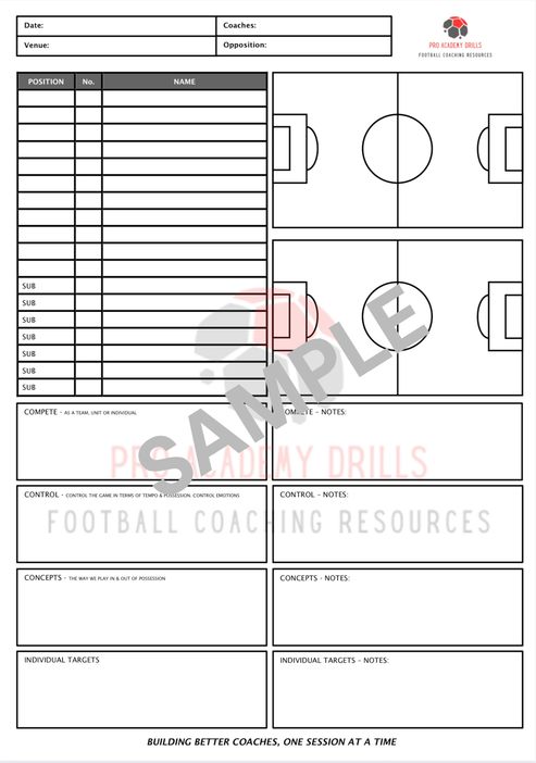 Digital Match Day Planner Sheet (Printable Download) – Pro Academy Drills
